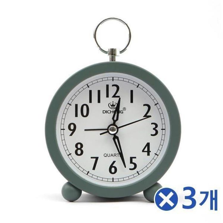 고리달린 탁상 원형 알람시계 그린x3개 학생시계 홈플러스 택배배송