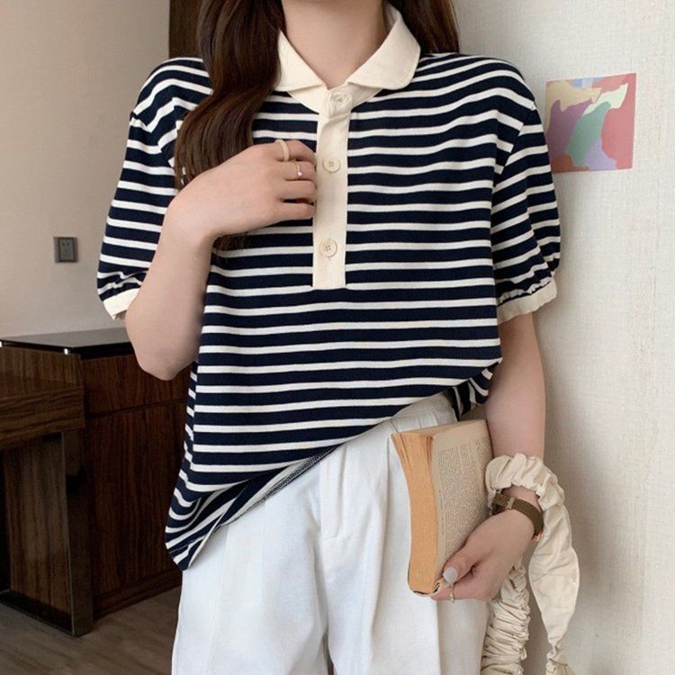 여성 N3062c794fa 여름 단가라 스프라이트 카라 반팔 티셔츠 블랙 홈플러스 택배배송