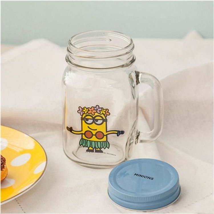 미니언즈 드링킹자 450ml 알로하 홈카페 커피 유리잔 홈플러스 택배배송