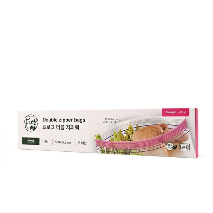 Frog 더블 지퍼백 냉장용 대형15매 실속 소분 위생팩 홈플러스 택배배송