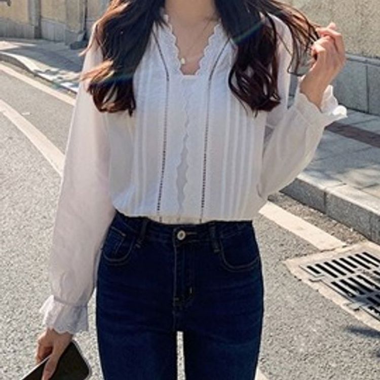 러블리 Nc224b1b2ff 레이스 넥라인 데일리 블라우스 홈플러스 택배배송
