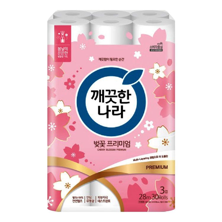 깨끗한나라 벚꽃 프리미엄 3겹 28m 30롤 홈플러스 택배배송