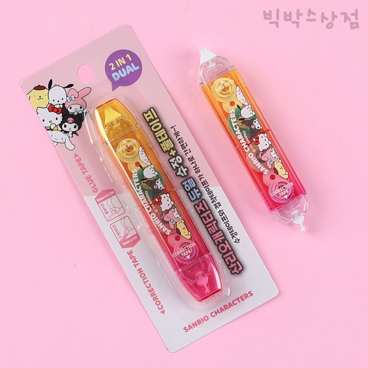 산리오 듀얼 수정 풀테이프 1p 캐릭터 수정테이프 수정화이트 수정용품 사무용 안전캡 필 홈플러스 택배배송