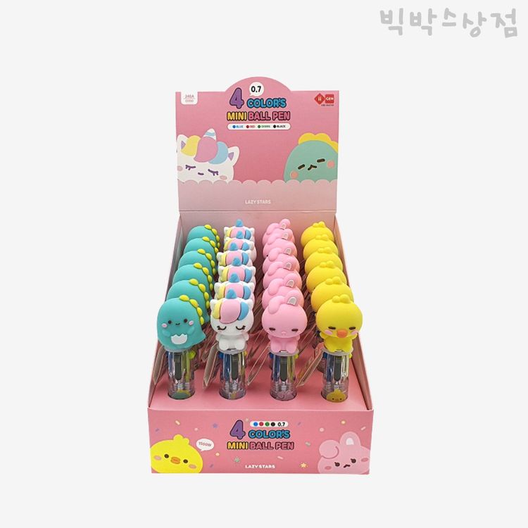 레이지스타 4색 미니 볼펜 24개입 Box 07mm 여러가지볼펜 멀티펜 다색볼펜 필기 홈플러스 택배배송