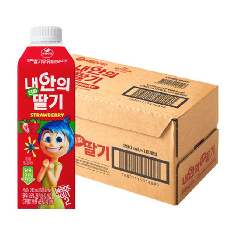 서울우유 내안의진짜 딸기 280mlx18개 홈플러스 택배배송