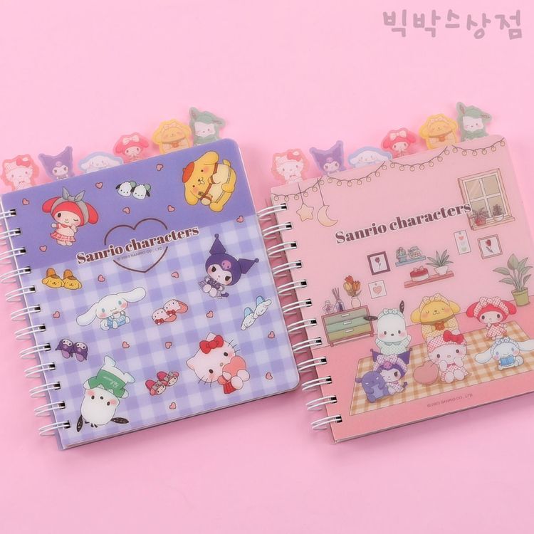 산리오 Pp 인덱스 노트 Room 1개 랜덤 캐릭터 스프링노트 공책 메모 필기 정품 문구 홈플러스 택배배송