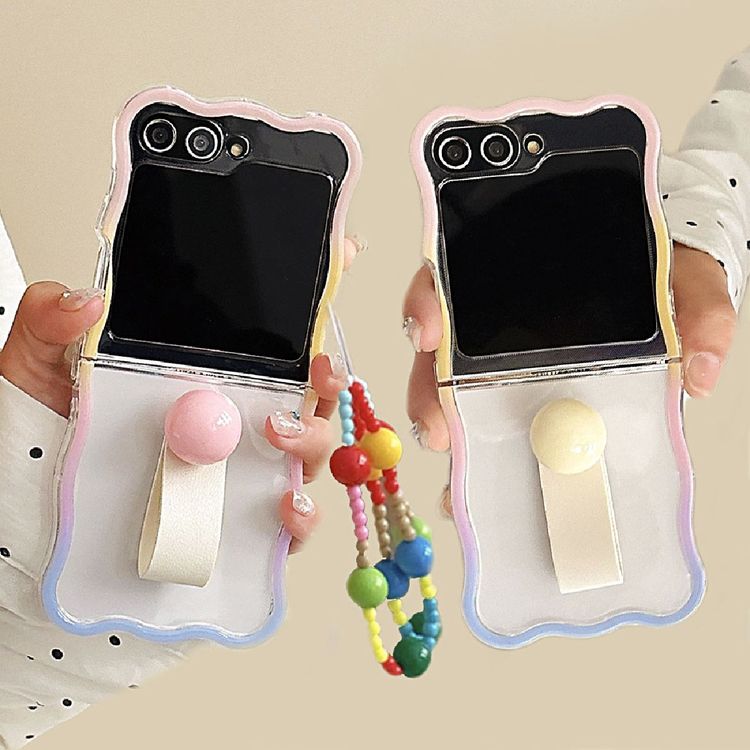 갤럭시 Z플립 6 5 4 3 지플립 귀여운 구슬 핑거 스트랩 그라데이션 투명 젤리 물결 케 홈플러스 택배배송