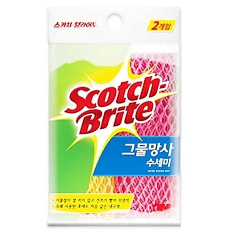 3m 스카치 브라이트 그물 망사 수세미 2p 스폰지수세미 부억수세미 가정용수세미 주방수세미 홈플러스 택배배송