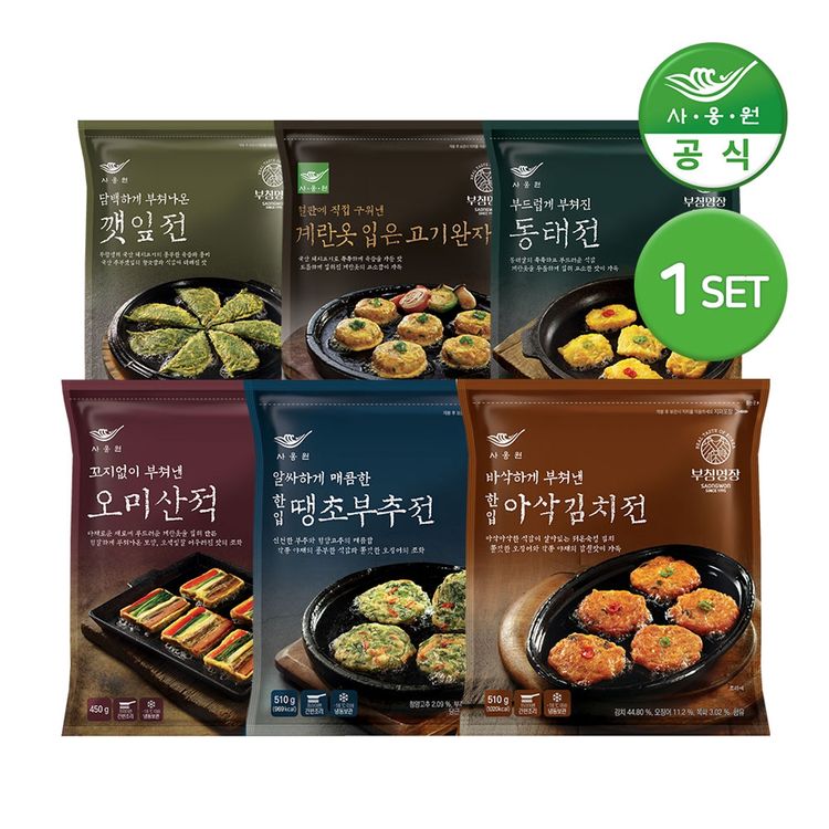 사옹원 부침명장 명절 6종 세트 김치전 땡초부추전 오미산적 고기완자 깻잎전 동태전 홈플러스 택배배송