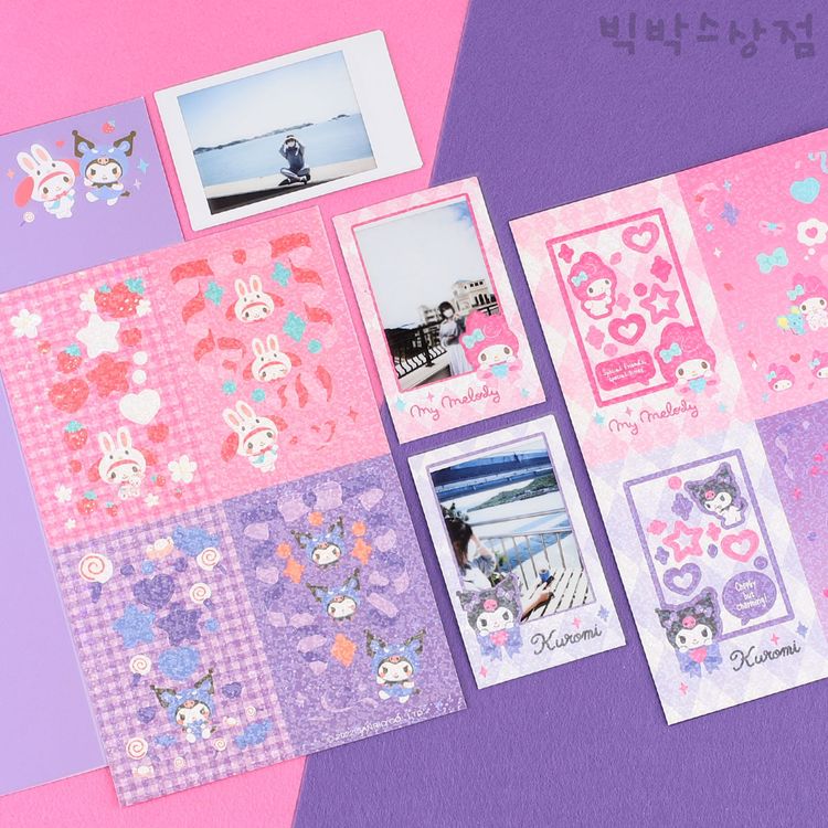 산리오 폴꾸 프레임 스티커 1p 랜덤 캐릭터 마이멜로디 쿠로미 폴라로이드 데코 꾸미기 홈플러스 택배배송
