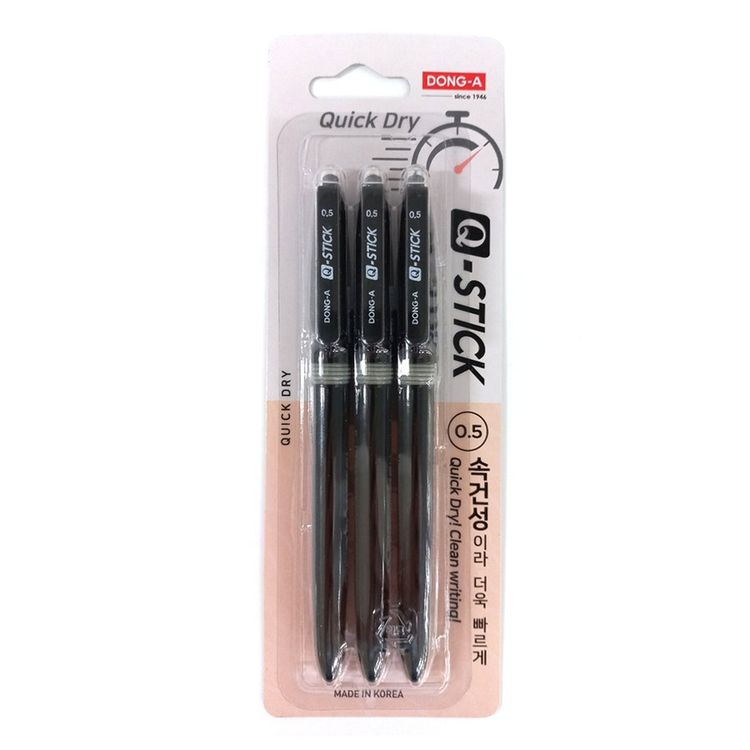 동아 볼펜 Q스틱 흑색 3개입 05mm 홈플러스