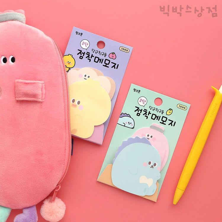 핑크풋 당근친구들 2단 점착메모지 1개 랜덤 버전3 접착메모지 접착 당친 포인트 데코 메모 홈플러스 택배배송