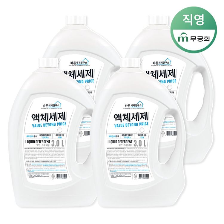 바른세제연구소 베이킹소다 액체세제 3l X 4개 홈플러스 택배배송