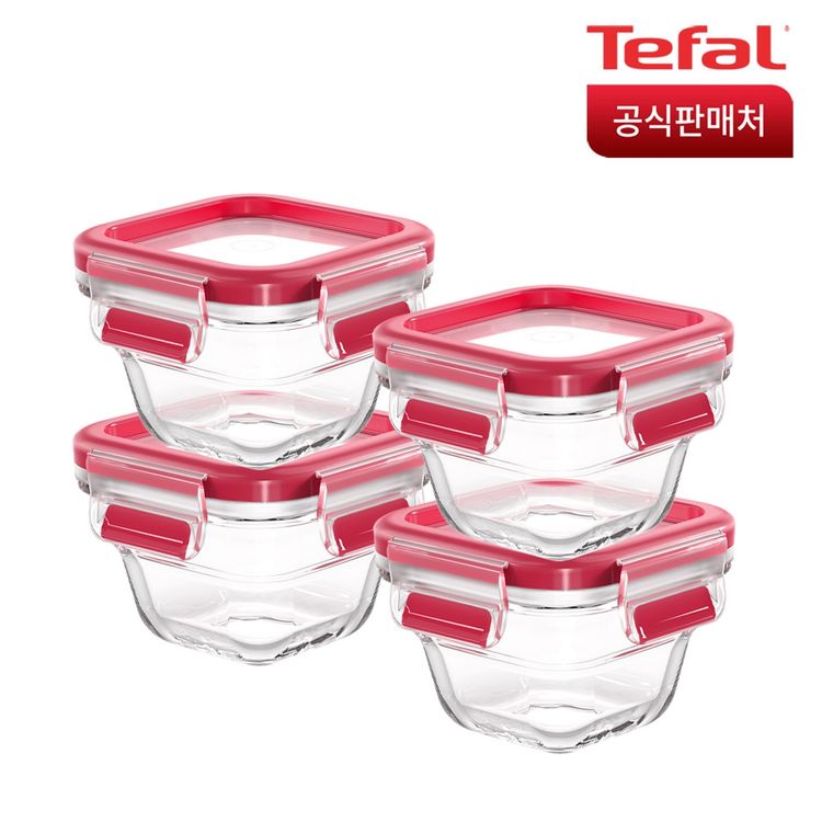 테팔 마스터씰 뉴글라스 정사각 밀폐용기 180ml4개 홈플러스 택배배송