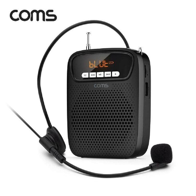 Coms 휴대용 블루투스 스피커 유선 마이크 앰프 Black 홈플러스 택배배송