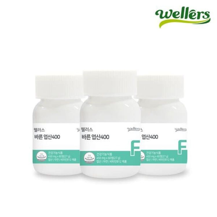 웰러스 바른 엽산400 3박스박스당 450mg X 60정 임산부영양제 No화학부형제 홈플러스 택배배송