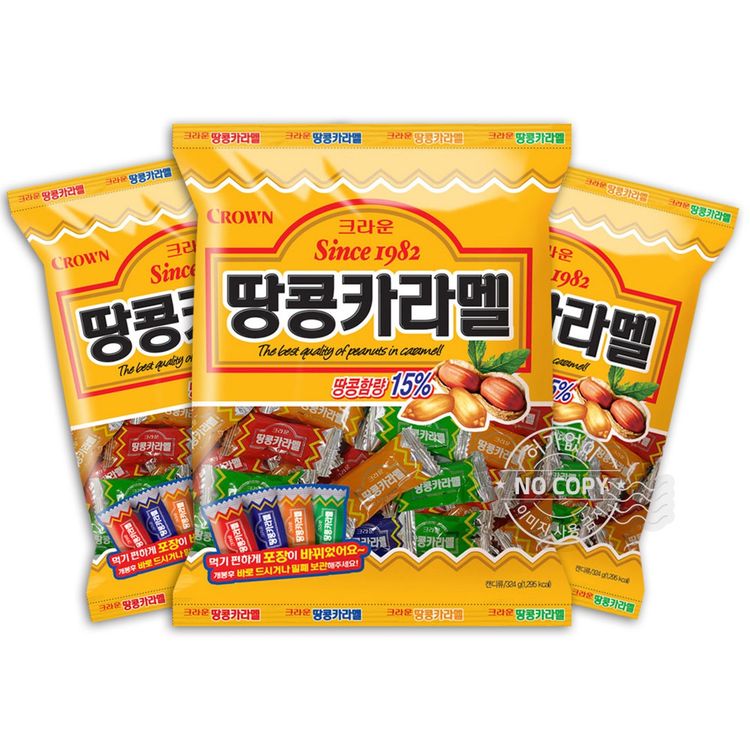 크라운 땅콩카라멜 324g 3봉 홈플러스 택배배송
