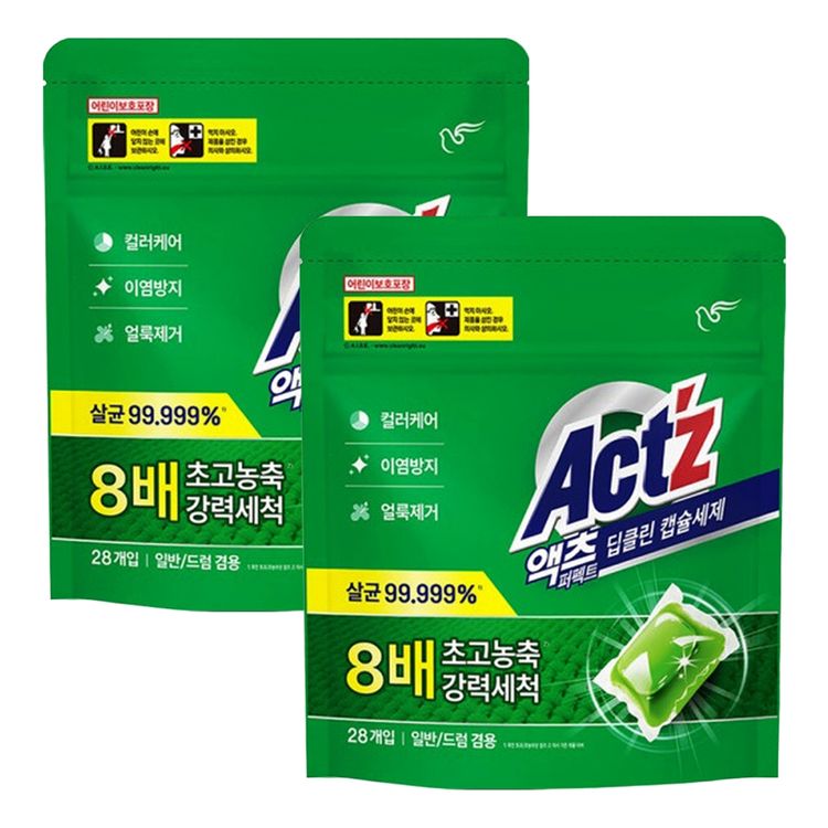 액츠 퍼펙트 딥클린 캡슐세제 일반드럼겸용 28개입 X 2개 홈플러스 택배배송