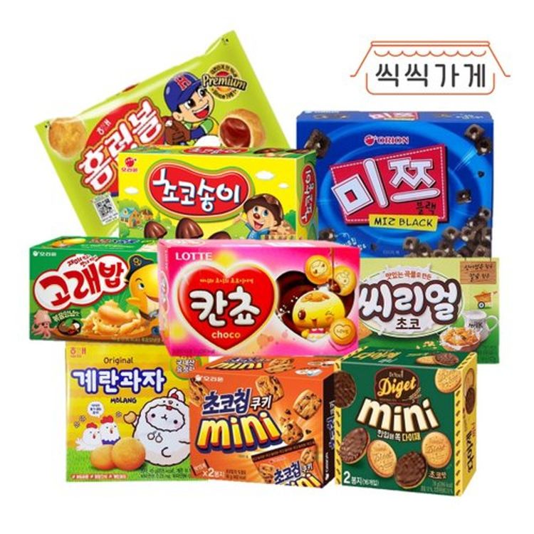 어른도 아이도 좋아하는 간식9종 고래밥 초코송이 계란과자 미쯔 홈런볼 칸쵸 씨리얼 초코 홈플러스 택배배송