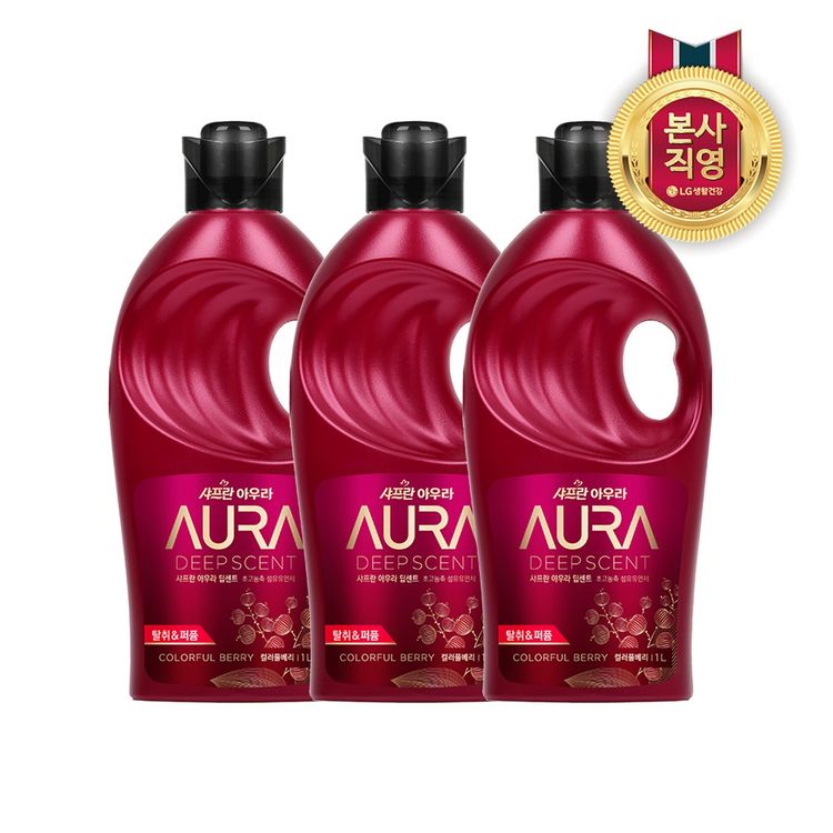 Lg 생활건강 아우라 딥센트 섬유유연제 컬러풀베리 1l X 3개 홈플러스 택배배송
