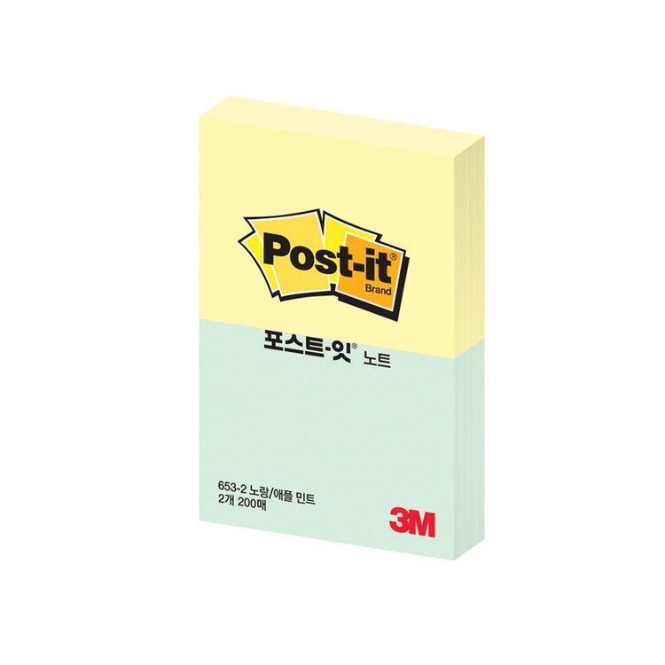 3m 메모지 포스트잇 653 2 노랑애플민트 51x38mm 홈플러스 택배배송