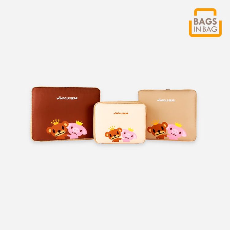 백스인백 윙클베어 3종 정리백 브라운 홈플러스 택배배송