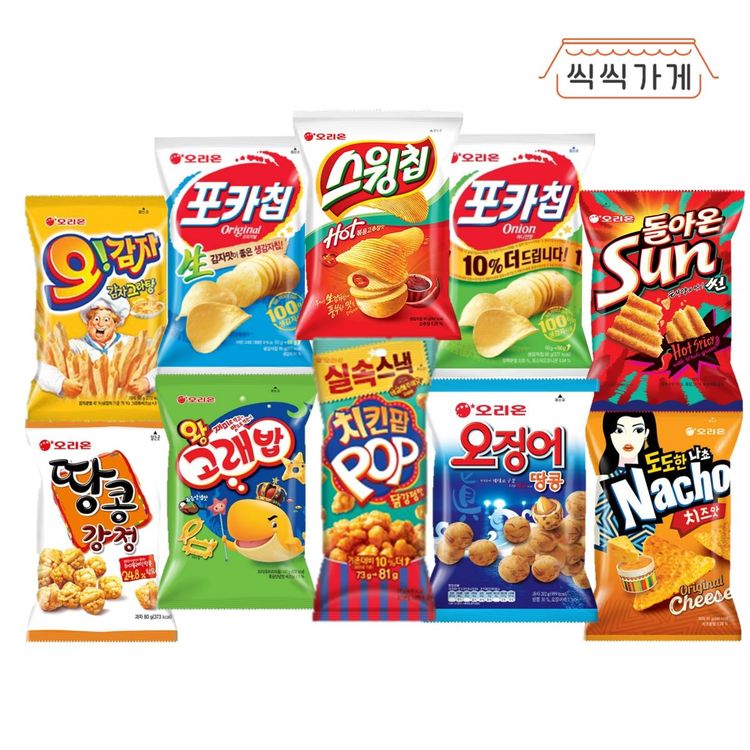 씩씩가게 오리온 봉지과자 10종썬 포카2종 스윙칩 오땅 땅강 나쵸 오감자 왕고래밥 치 홈플러스 택배배송