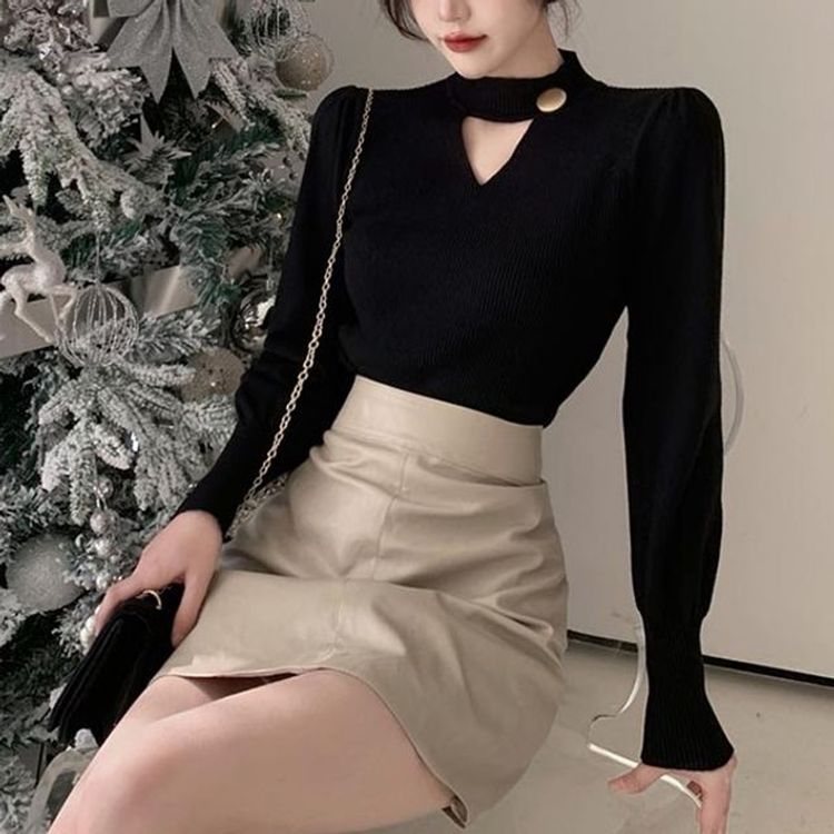 홀턱넥 실용적인 N6213b749c0 포인트 스타일 어깨 셔링 골지 니트 홈플러스 택배배송