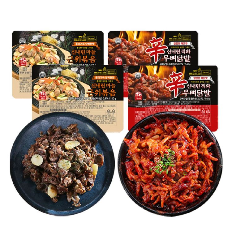신내린 직화 무뼈닭발 2팩 마늘 근위볶음 2팩 홈플러스 택배배송