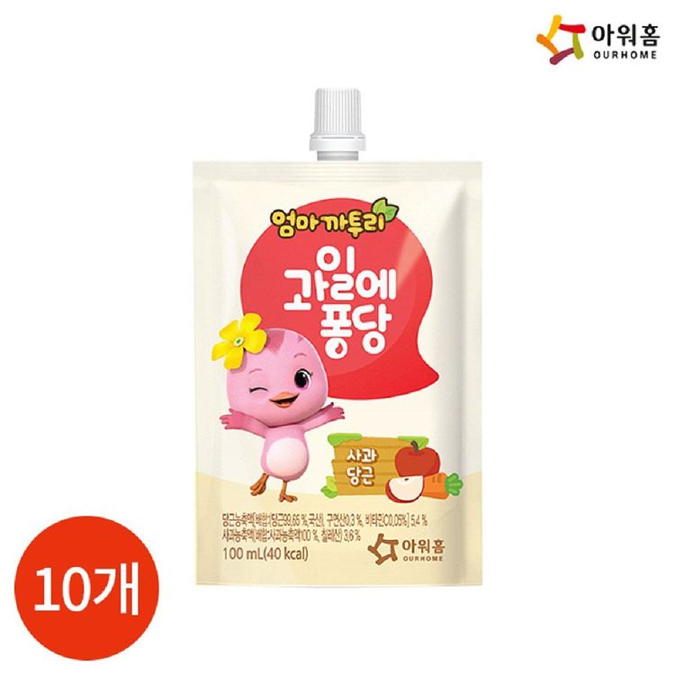 아워홈 엄마까투리 과일에 퐁당 사과 당근 주스 음료 100ml 10ea 홈플러스 택배배송