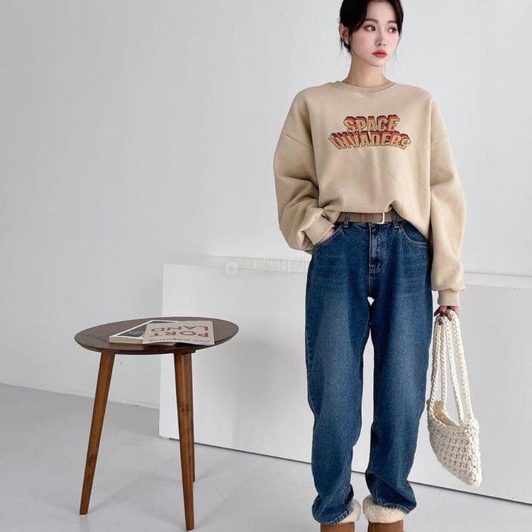 여자 배기핏 기모 가을 겨울 논스판 와이드 청바지 홈플러스 택배배송