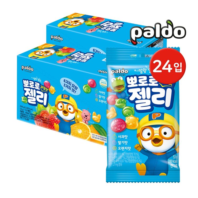 팔도 뽀로로 과일맛 젤리 53g 24입12입x2개 어린이간식 홈플러스 택배배송