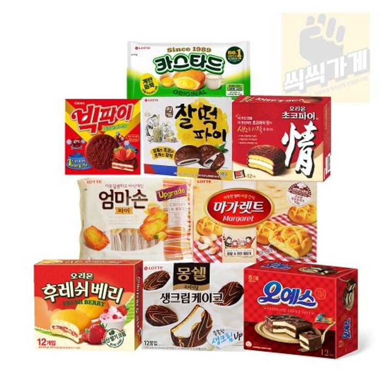 파이 9종 롯데카스타드 빅파이 찰떡파이 초코파이 엄마손파이 마가렛트 후레쉬베리 몽쉘 오예스 홈플러스 택배배송