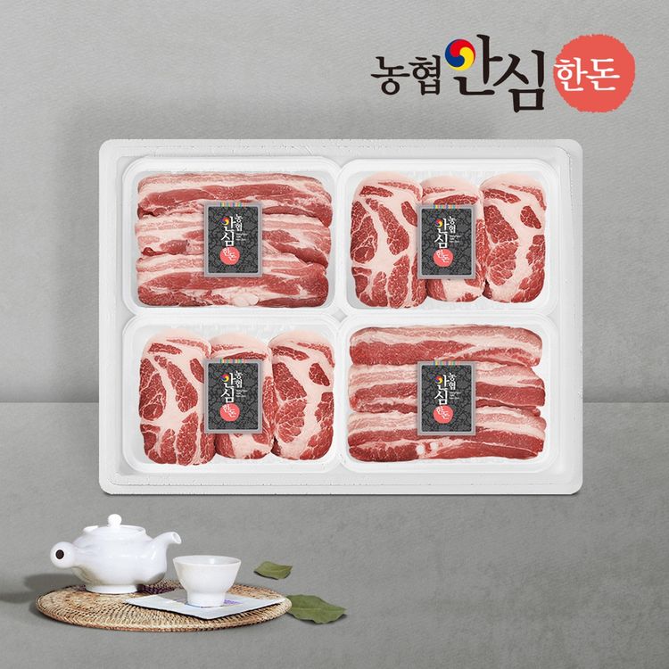 농협안심한돈 한돈구이선물세트 2호 2kg삼겹살2팩목살2팩팩당 500g 홈플러스 택배배송