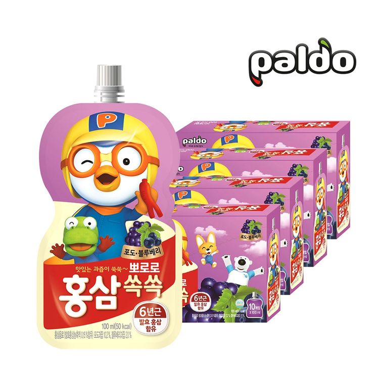 팔도 뽀로로 홍삼쏙쏙 포도블루베리 100ml 40개입 홈플러스 택배배송