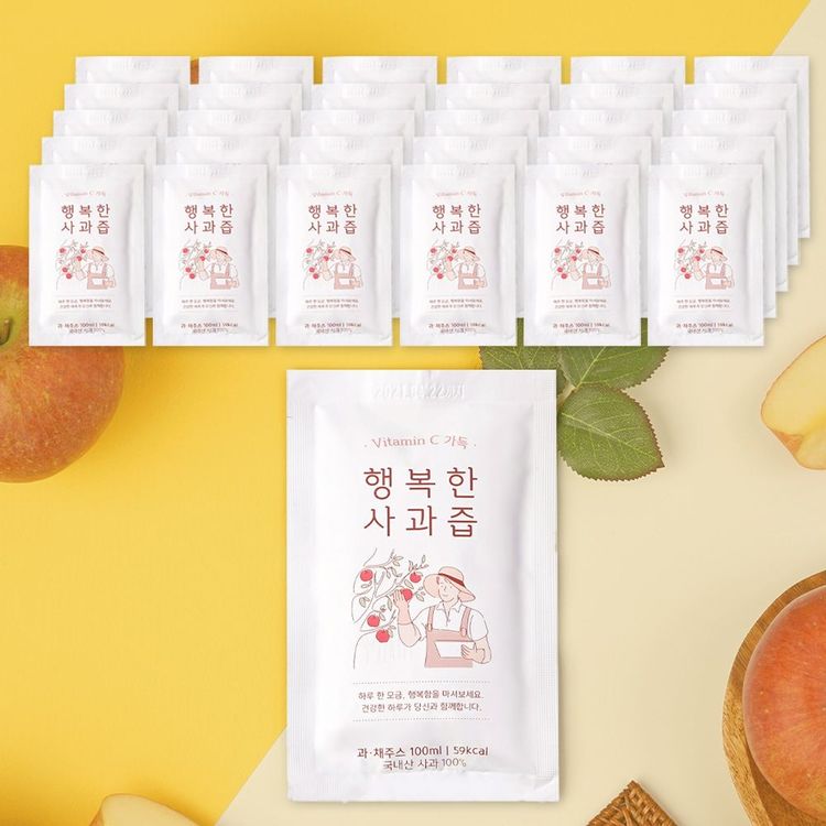 행복한 순수 사과즙 국산 프리미엄 사과주스 60팩 홈플러스 택배배송