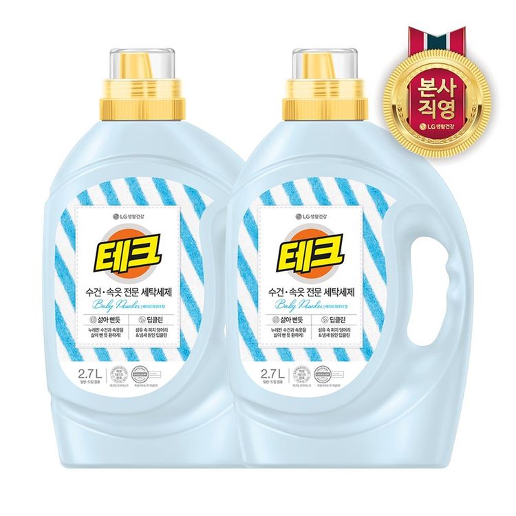 Lg생활건강 테크 수건 속옷 세탁세제 27l 겸용 X 2개 홈플러스 택배배송