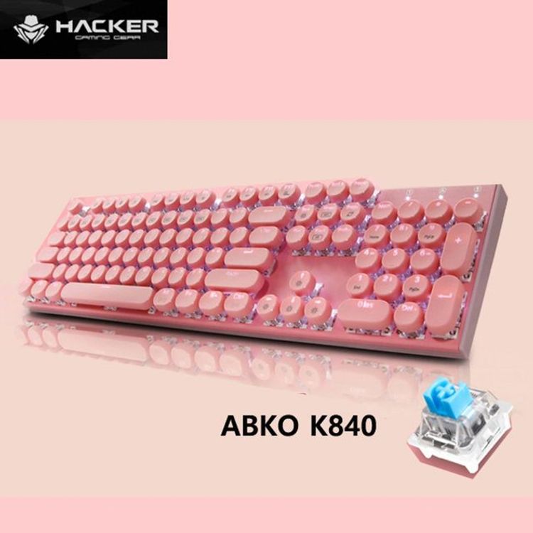 Hacker K840 조약돌 레인보우 레트로키캡 키보드 핑크 | 홈플러스 택배배송
