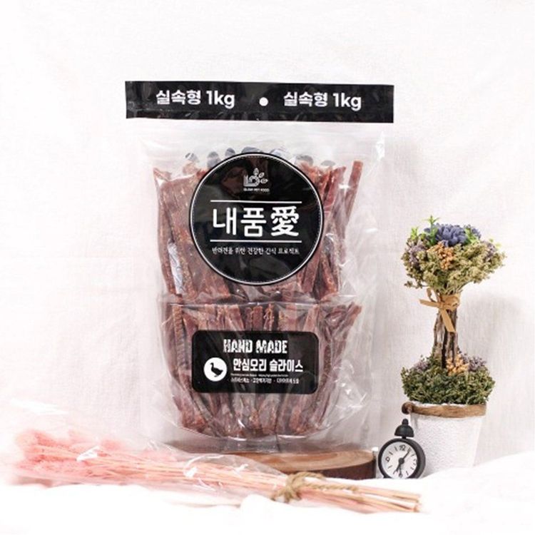 D18 애견간식 내품애 실속형 1kg 안심오리슬라이스 홈플러스 판매자택배