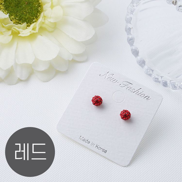 미니아트 실리콘침 귀걸이 큐빅볼 B1319레드 홈플러스 택배배송