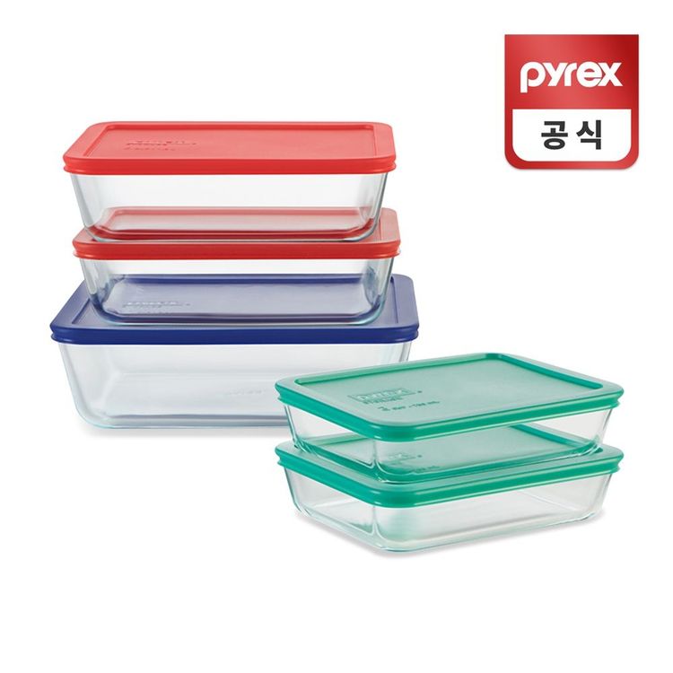 코렐 파이렉스 심플 컬러드 사각 저장용기 5p세트 홈플러스 택배배송