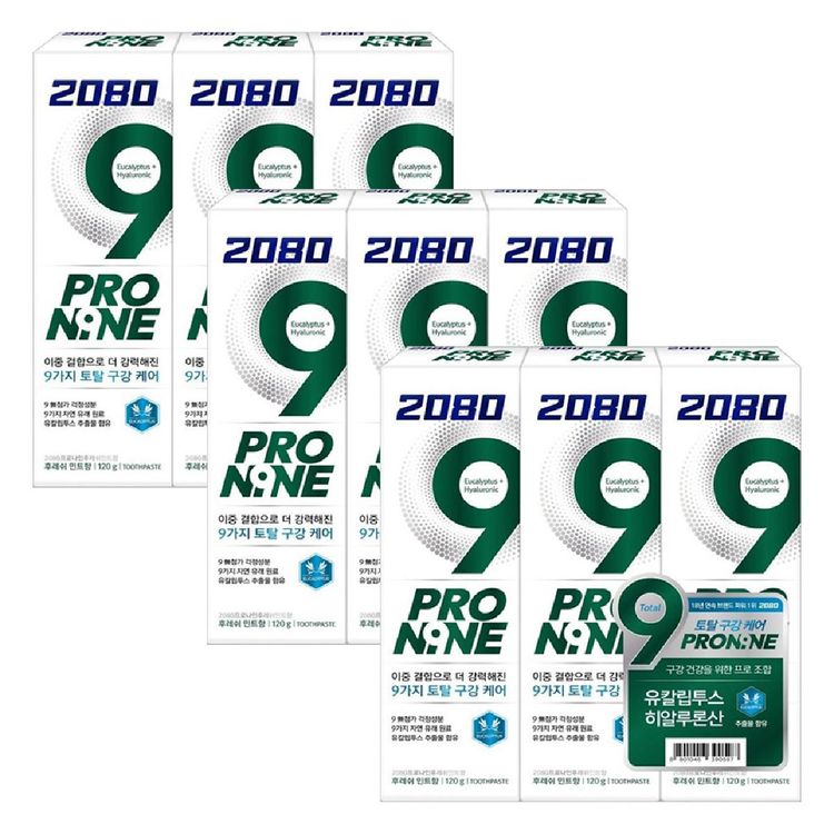2080 프로나인 후레쉬민트향 120g X 9개 | 홈플러스 택배배송