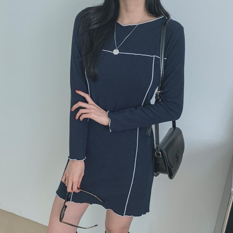 여자 여리여리 화사한 허리끈 니트 긴팔 원피스 홈플러스 택배배송