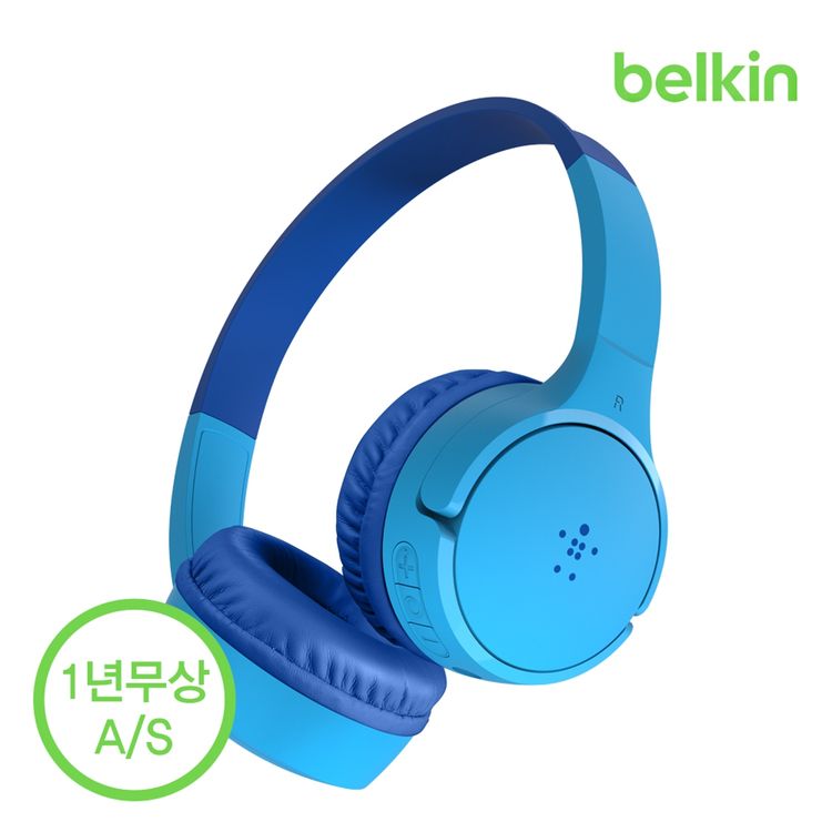 벨킨 사운드폼 미니 어린이 무선 블루투스 헤드폰 Aud002 인강용 어학용 블루 홈플러스 택배배송
