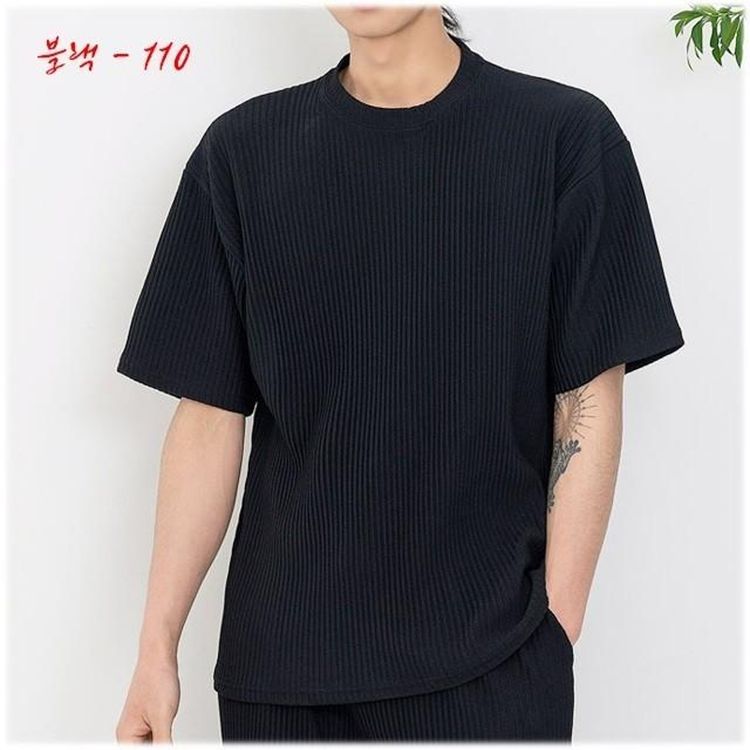 남자 플리츠 반팔티 블랙 110 남성 편한옷 주름 홈플러스 택배배송