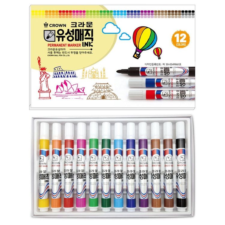 크라운유성매직 실용적인 N6223b922e0 유성매직12색세트 홈플러스 택배배송