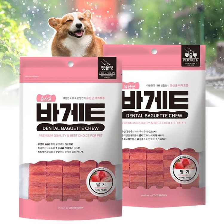개껌 덴탈 강아지 양치껌 반려견 유산균 딸기 120gx2 홈플러스 택배배송