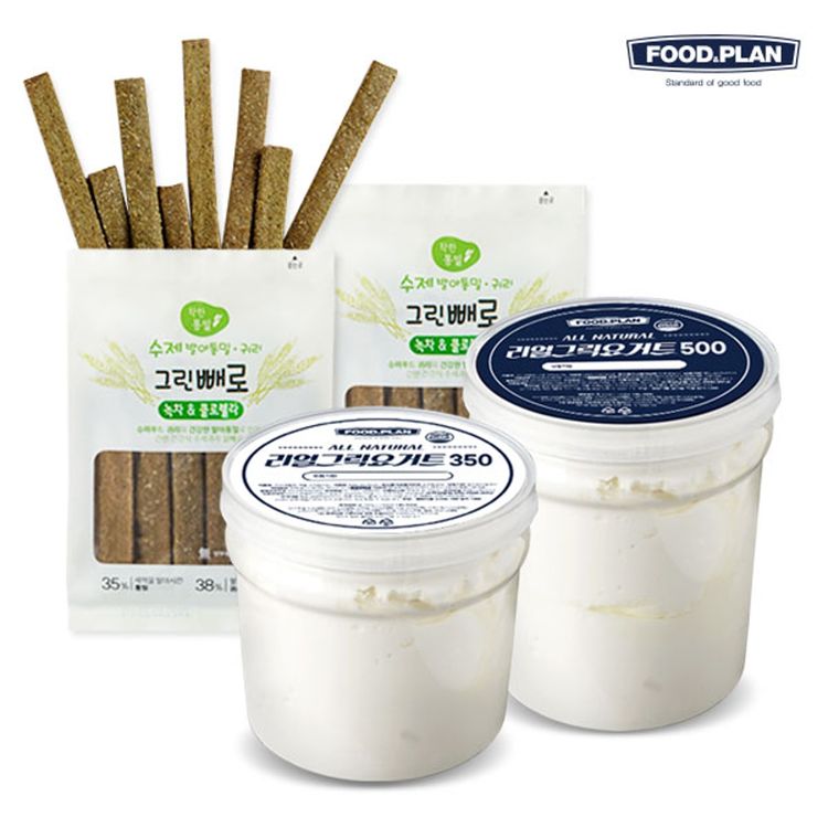 푸드앤플랜 리얼 꾸덕 그릭요거트플레인 350g500g통밀과자 그린빼로 2봉 홈플러스 택배배송