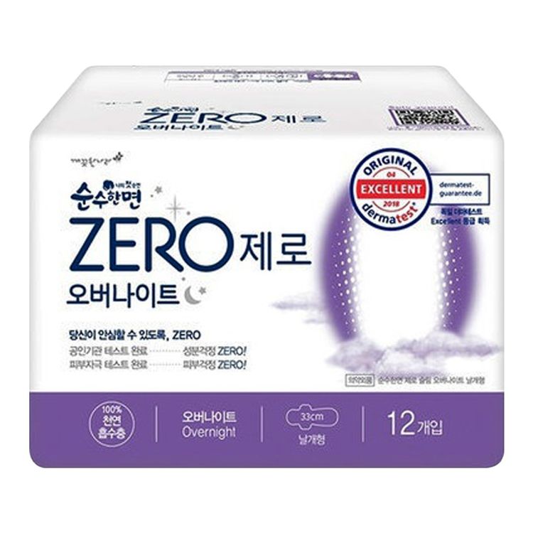 깨끗한나라 순수한면 Zero 슬림 뉴 오버나이트 날개형 12p 홈플러스 택배배송