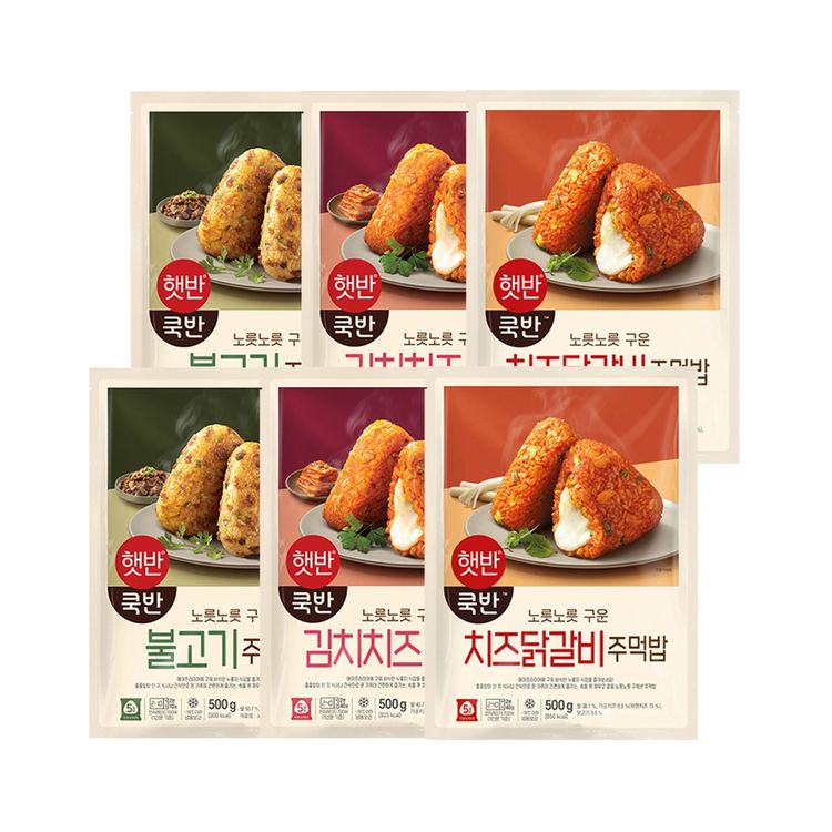 햇반 쿡반 주먹밥 500g 치즈닭갈비 X2개불고기 X2개김치치즈 X2개 홈플러스 택배배송